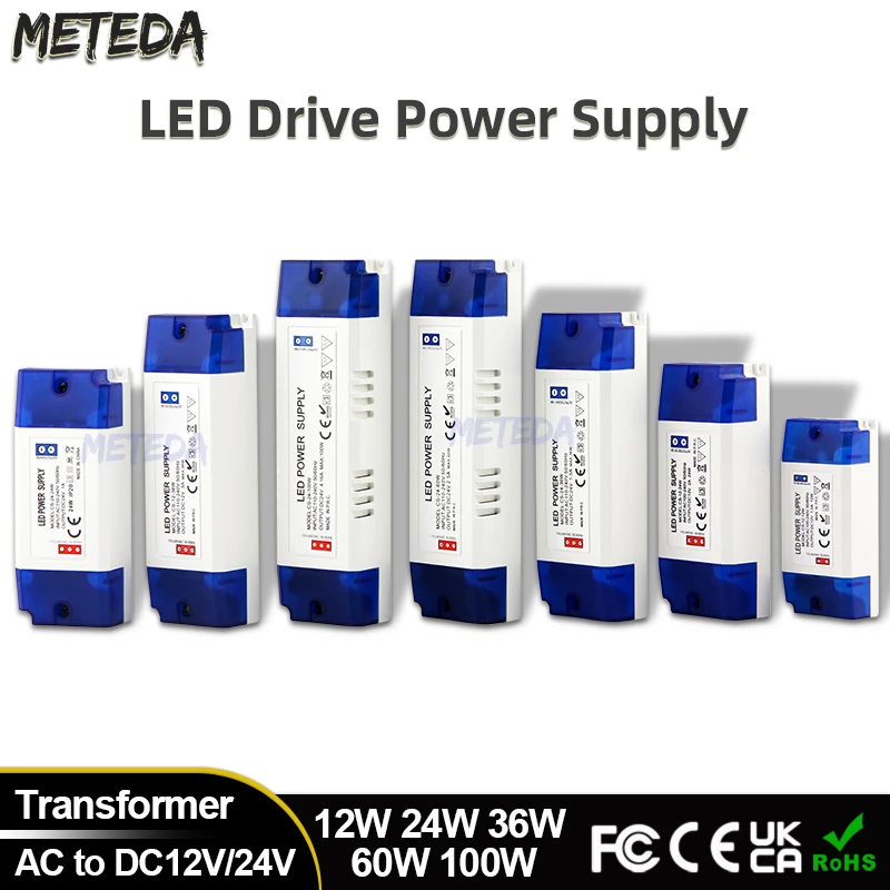 LED Lighting Transformers DC12V 24V 12W 24W 36W 60W 100W LED Driver ...
