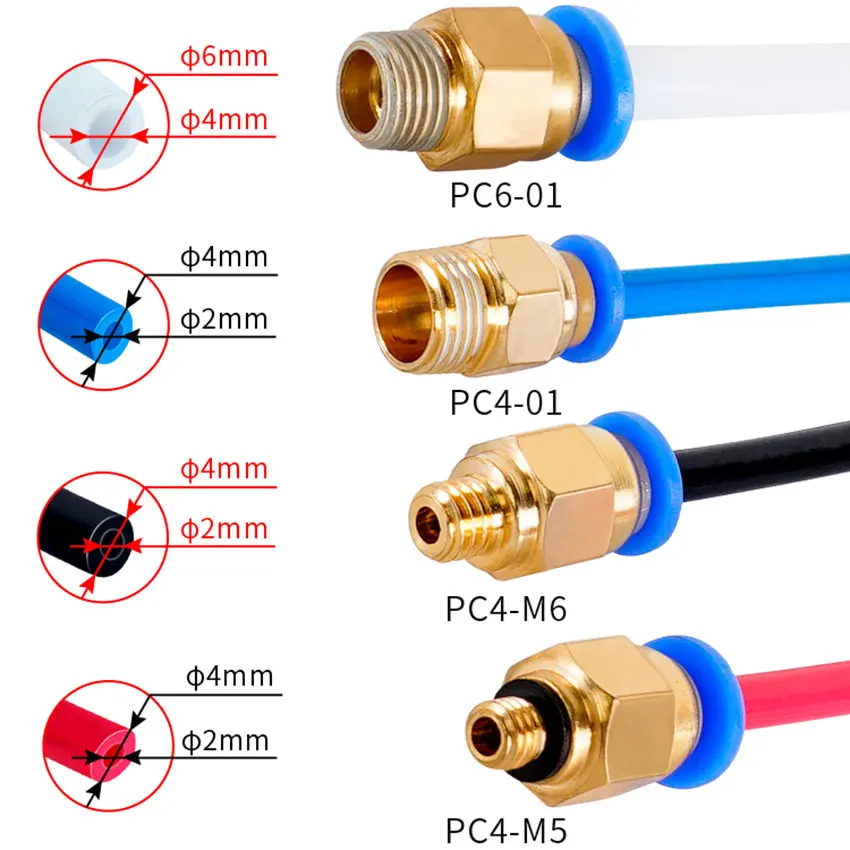 Connecteur pneumatique - RNCYN - PC4-M5 - 5 pièces - Tuyau 1.75/3mm ...