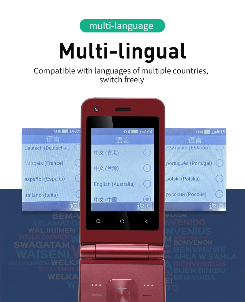 GIONEE V16D 4G Flip Feature Phone 2GB+16GB Dual Touch Screen Cellphones ...