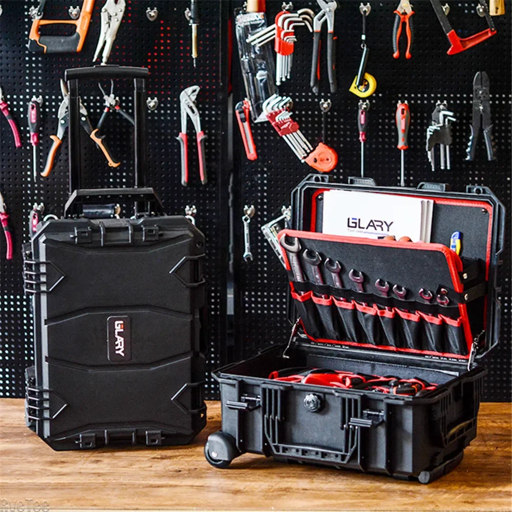 Large-Drawbar-Tool-Box-with-Wheels-Storage-Plate-Waterproof-Case-Safety ...