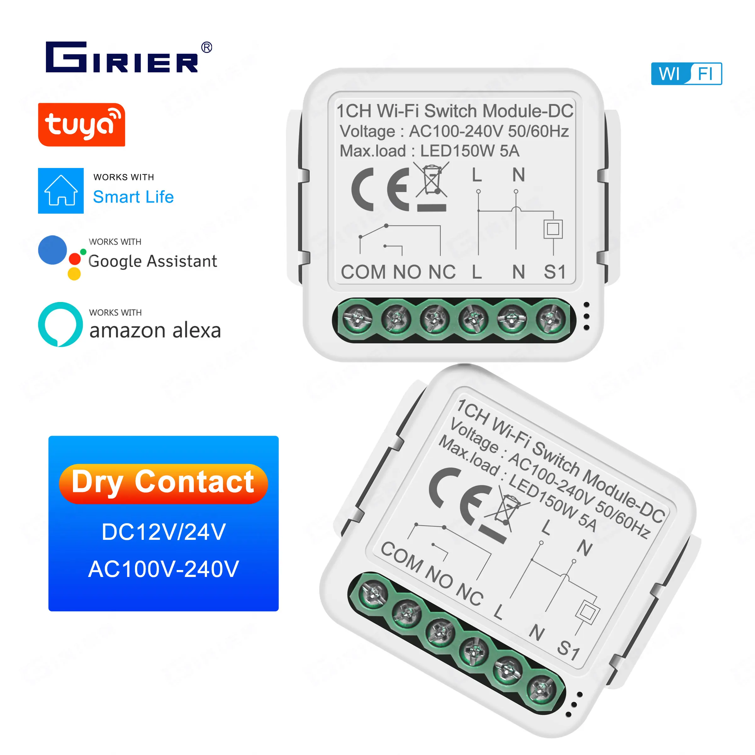 GIRIER-WiFi-Switch-Module-contatto-a-secco-5A-Smart-Home-rel ...