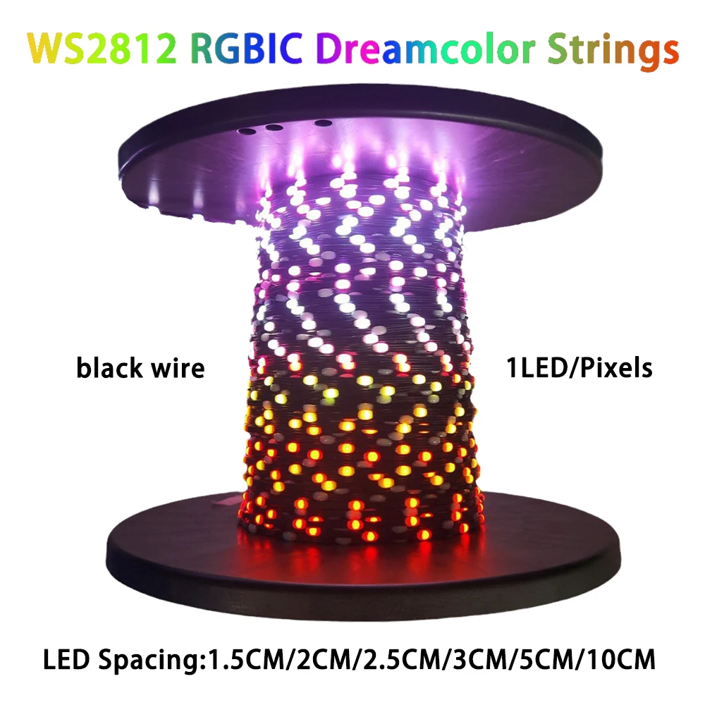 100m-LED-String-Lights-Black-Wire-26AWG-WS2811-WS2812-RGBIC-Addressable ...