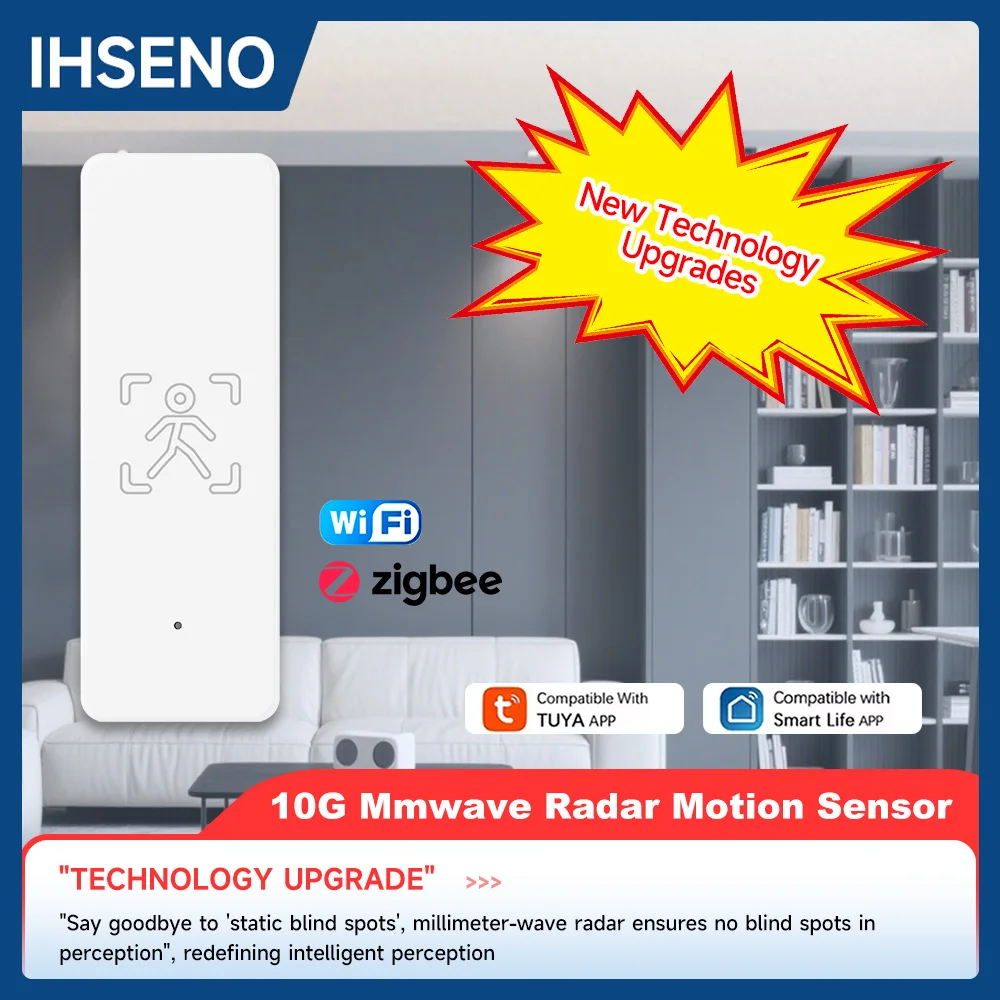 IHSENO Tuya ZigBee Human Presence Sensor WiFi Motion Sensor 10G Radar ...