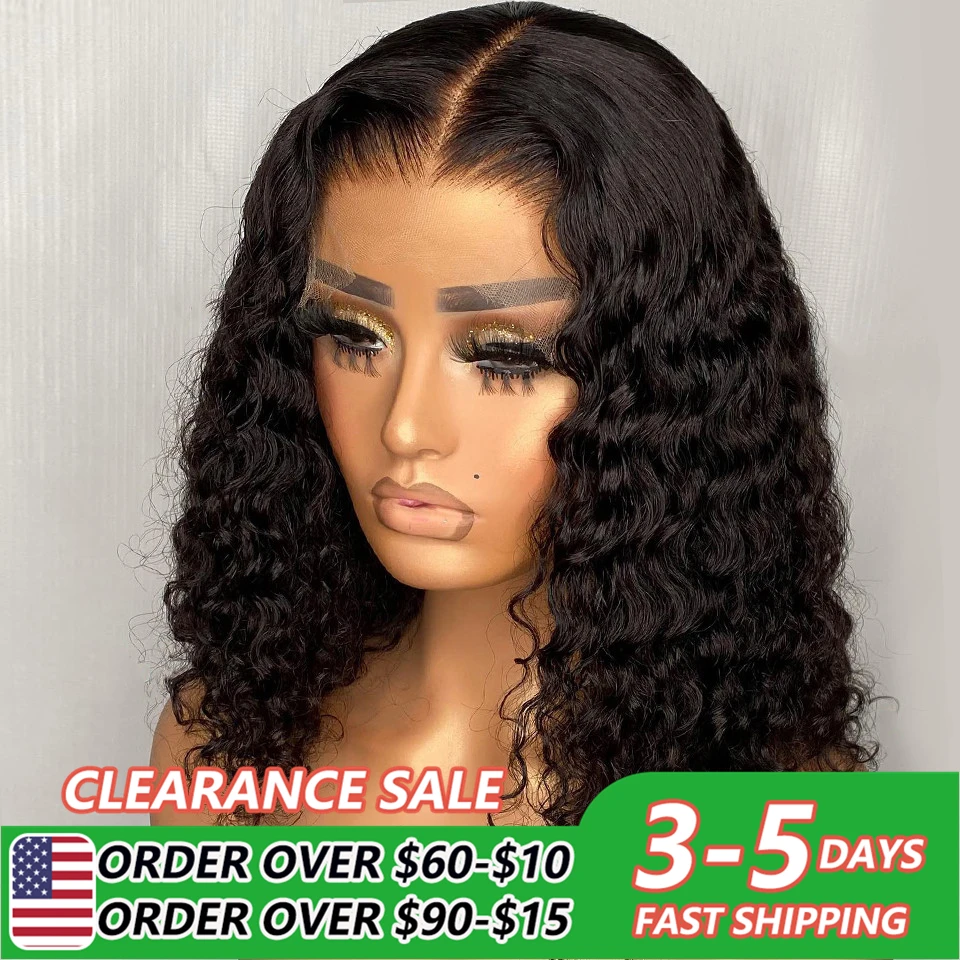 Brazilian Deep Wave Frontal Wig Transparent T Part Lace Human Hair Wigs ...