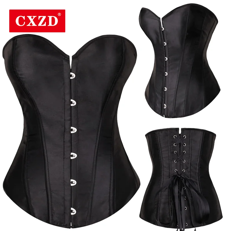 CXZD-Women-Satin-Underbust-Corset-Simple-Elegant-Bustier-Boned-Gothic-Gorset-Sexy-Busk-Korset ...