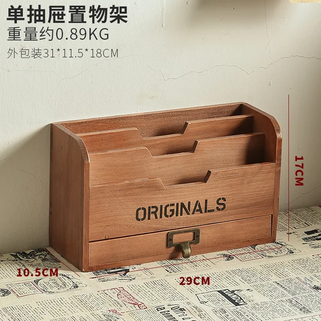 Solid Wood Retro Storage Cabinet Newspaper Books Magazine Box Newspaper ...