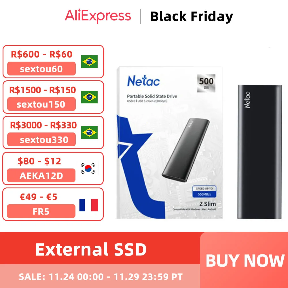 Netac External Ssd 500gb 250gb Portable Ssd 1tb 2tb Ssd External Hard ...