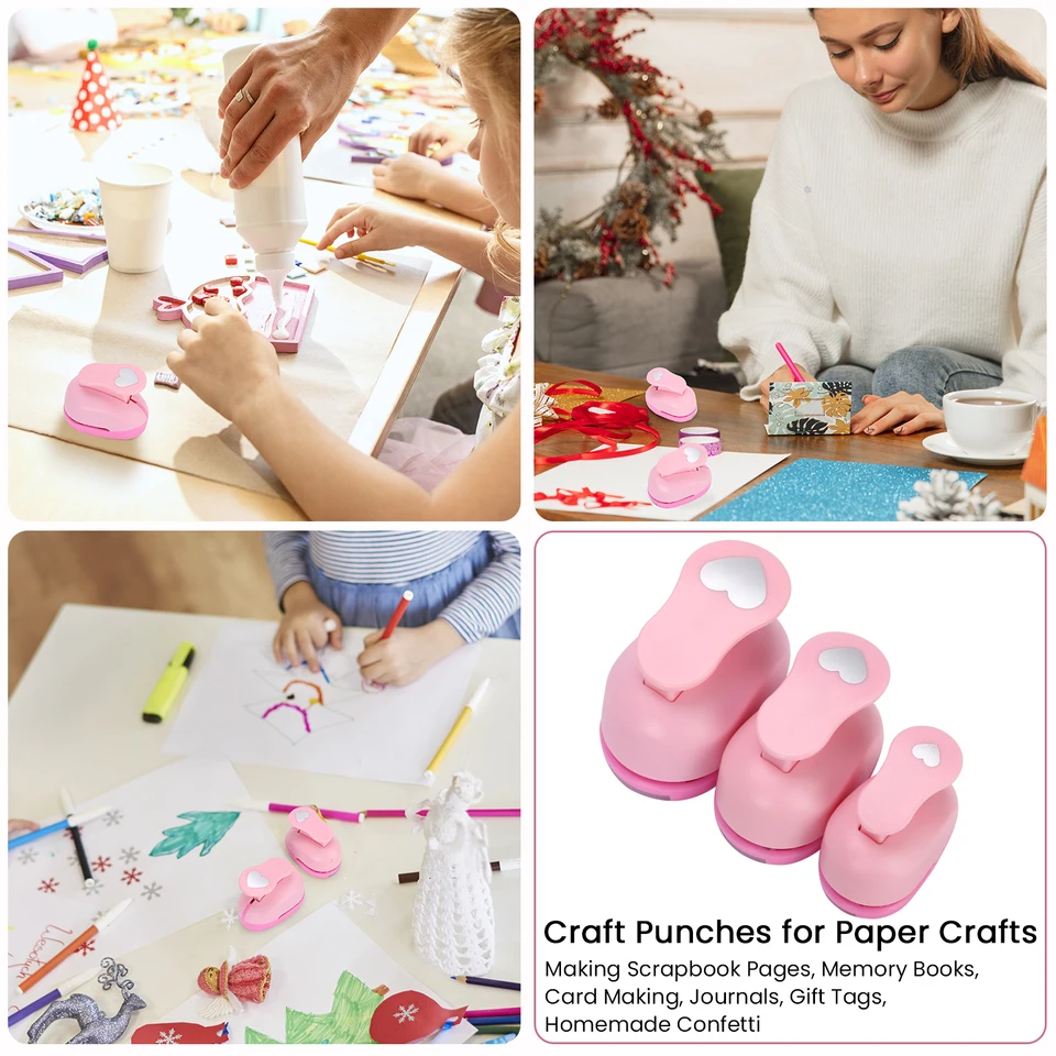Heart Paper Punch 5-Size Set - 3/8" To 2" Craft Punches For ...