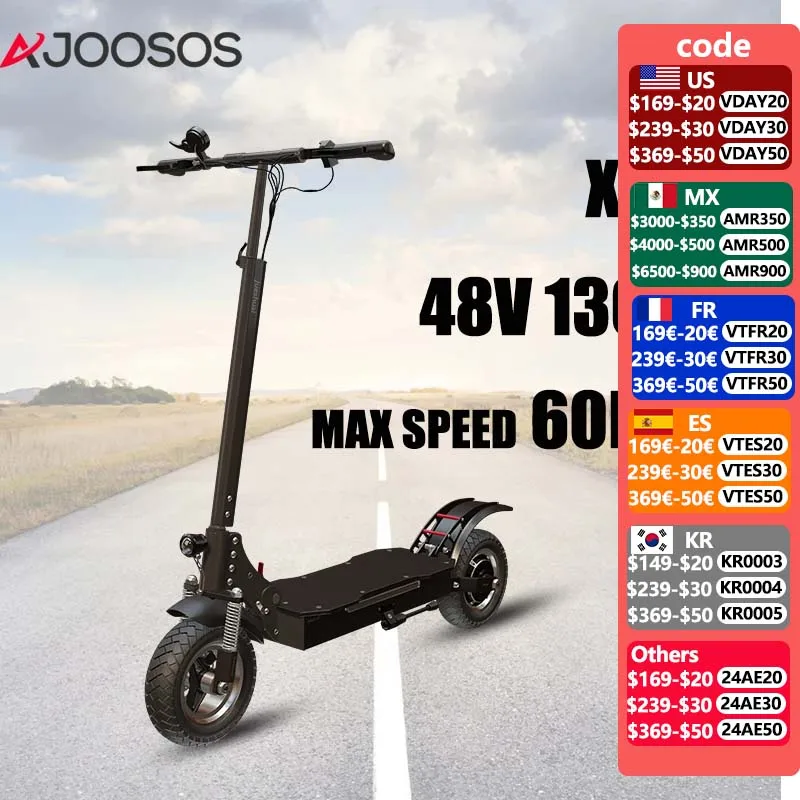 48V-1300W-Electric-Scooter-60Km-h-Speed-with-10inch-Tires-Rear-Wheel ...