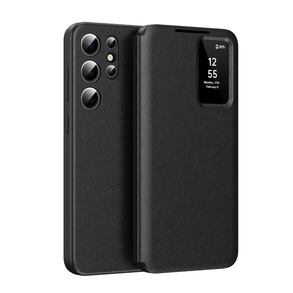 Leather Windows Card Slot Holder Phone Case for Samsung S25 Edge S24 ...