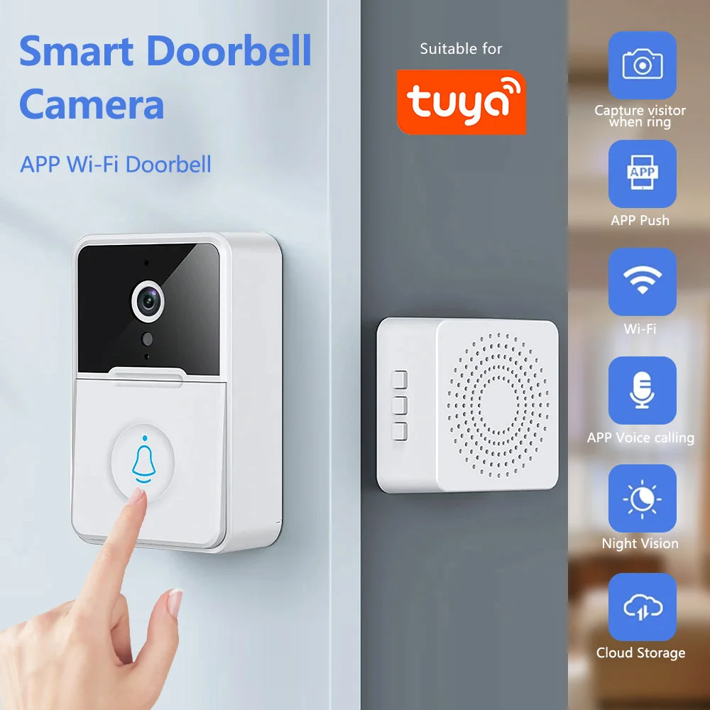 Tuya-WiFi-Video-Doorbell-Home-WiFi-Wireless-Doorbell-Rechargeable ...