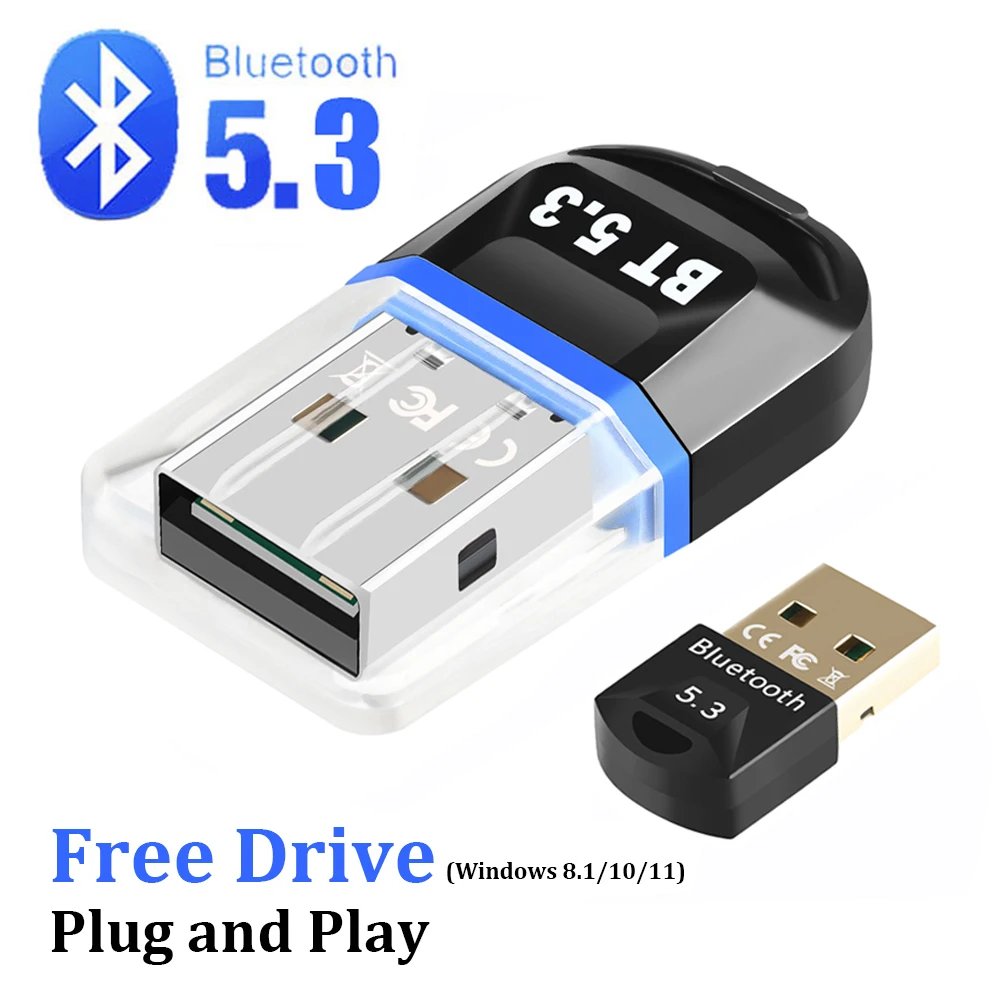 Adaptador Dongle USB Bluetooth 5,3 5,0 para PC, altavoz, ratón inalámbrico, teclado, música ...