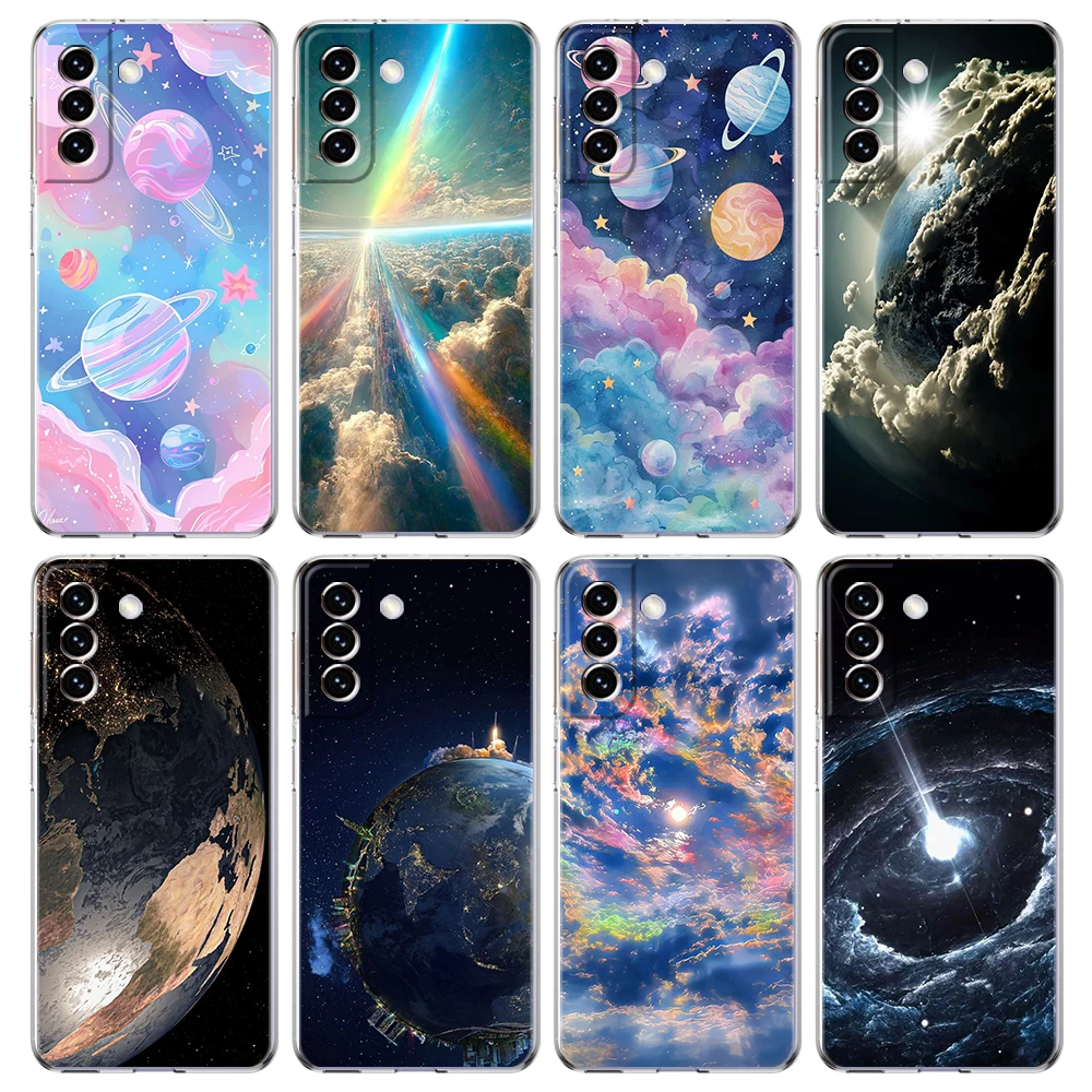 Earth Stars Space-Themed Soft Silicone Clear Phone Case for Samsung S8 (B5)