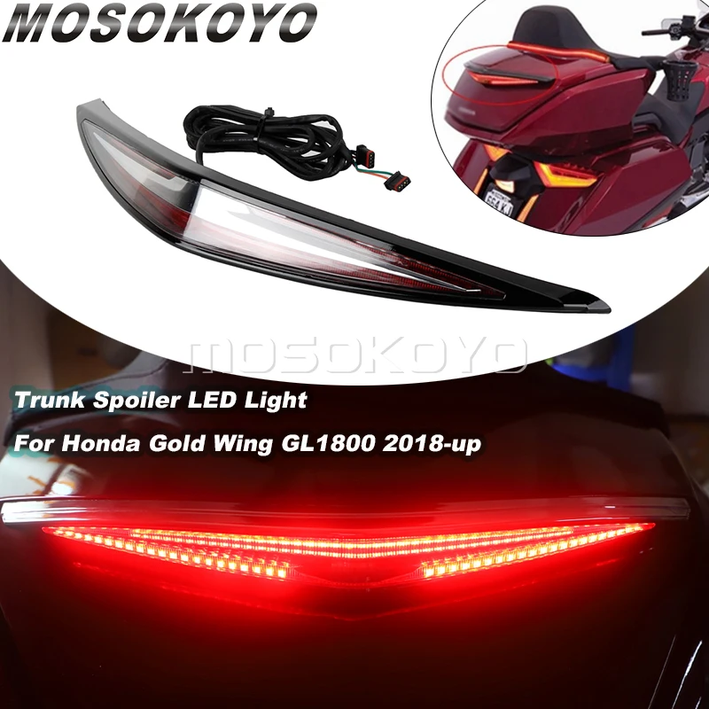 Motorcycle ABS Trunk Spoiler LED Red Rear Brake Light Sequential Turn ...