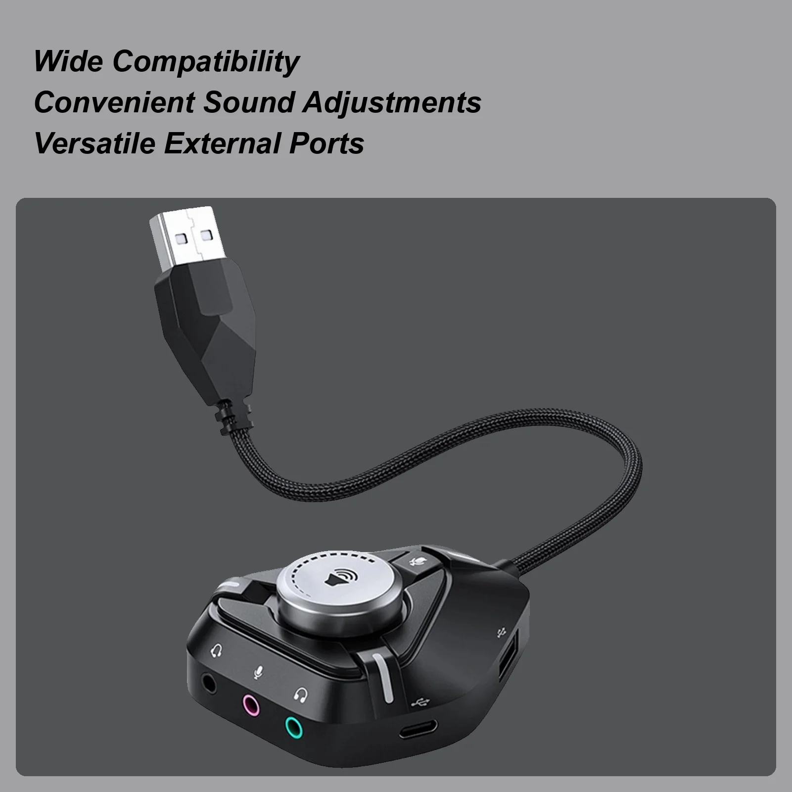 6-in-1 External USB Sound Card Type-C External Soundboard 3.5mm USB ...