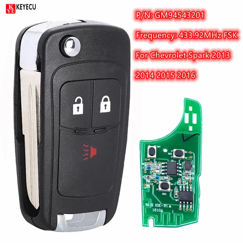 KEYECU-For-Chevrolet-Spark-2013-2014-2015-2016-Remote-Smart-Key-Fob-433 ...