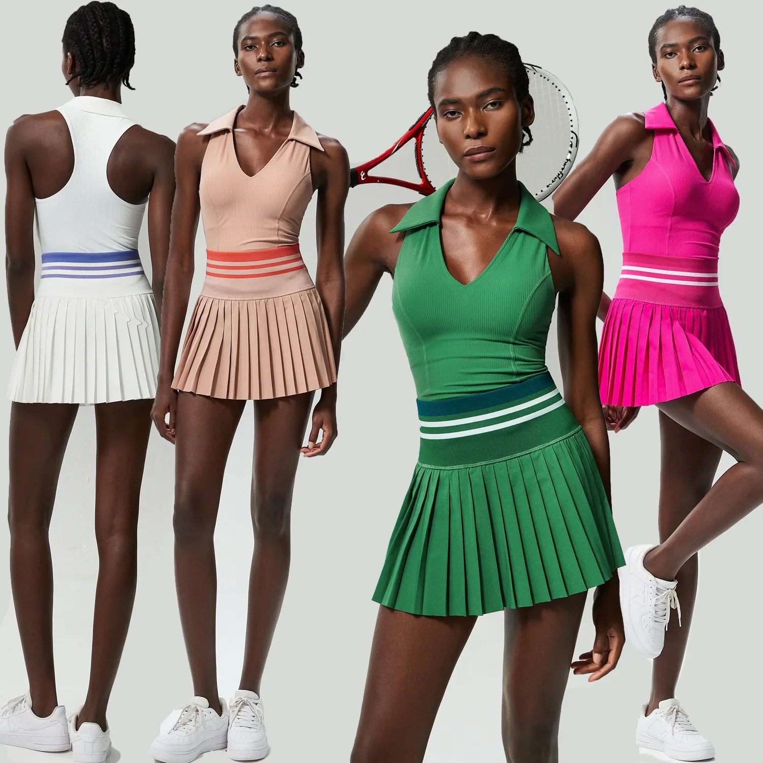Plus-size Sports Fitness Tennis Dress set Women's anti-walking Light ...