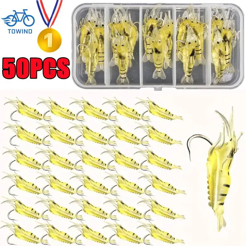 New-50-5PCS-Luminous-Shrimp-Silicone-Artificial-Bait-Simulation-Soft ...