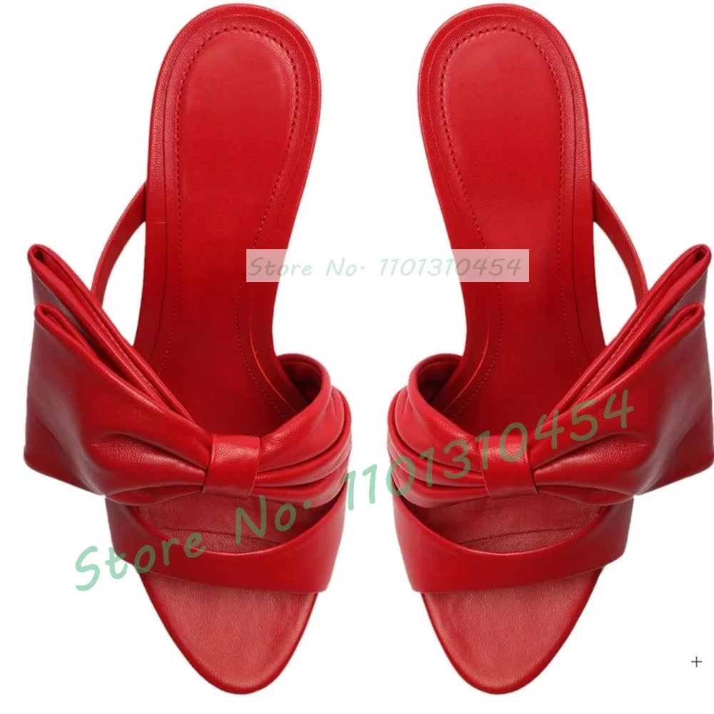 Red-Big-Bowknot-High-Heels-Mules-Women-Sexy-Open-Toe-Elegant-Metallic ...