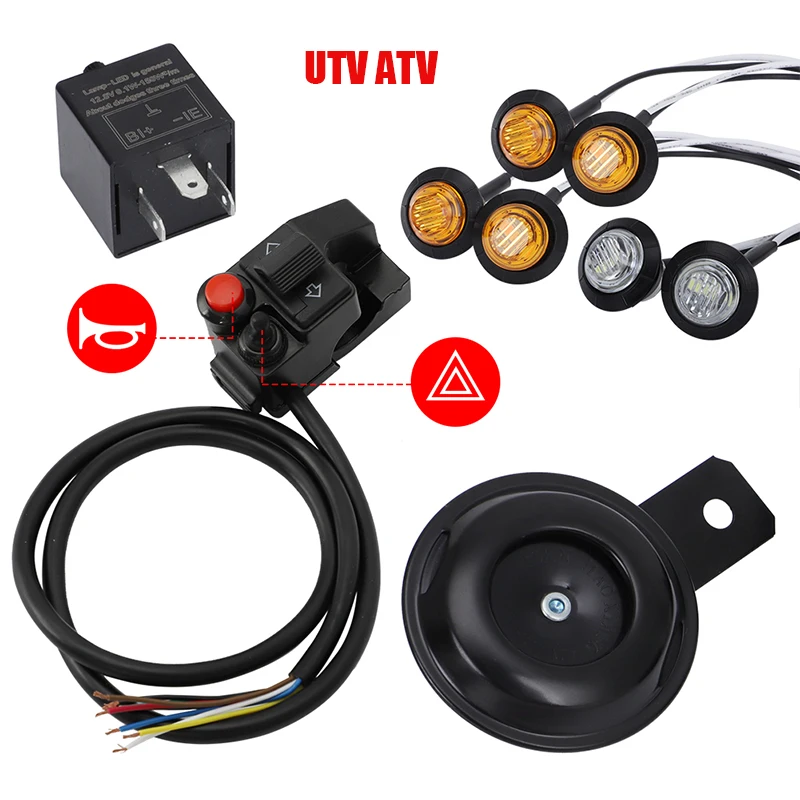 ATV UTV SXS Turn Signal Street Legal LED Light Kit Horn For Polaris Can ...