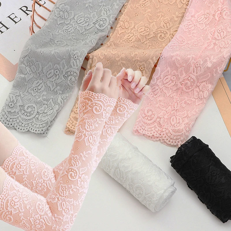 Sexy-Dress-Party-Lace-Glove-Women-Solid-Floral-Print-Fingerless-Gloves ...