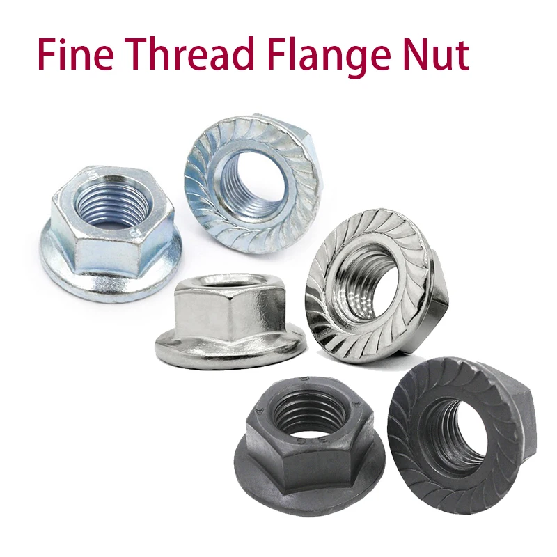 Fine thread Flange nut Stainless steel and Carbon Steel M6*0.75 M8*1.0 ...