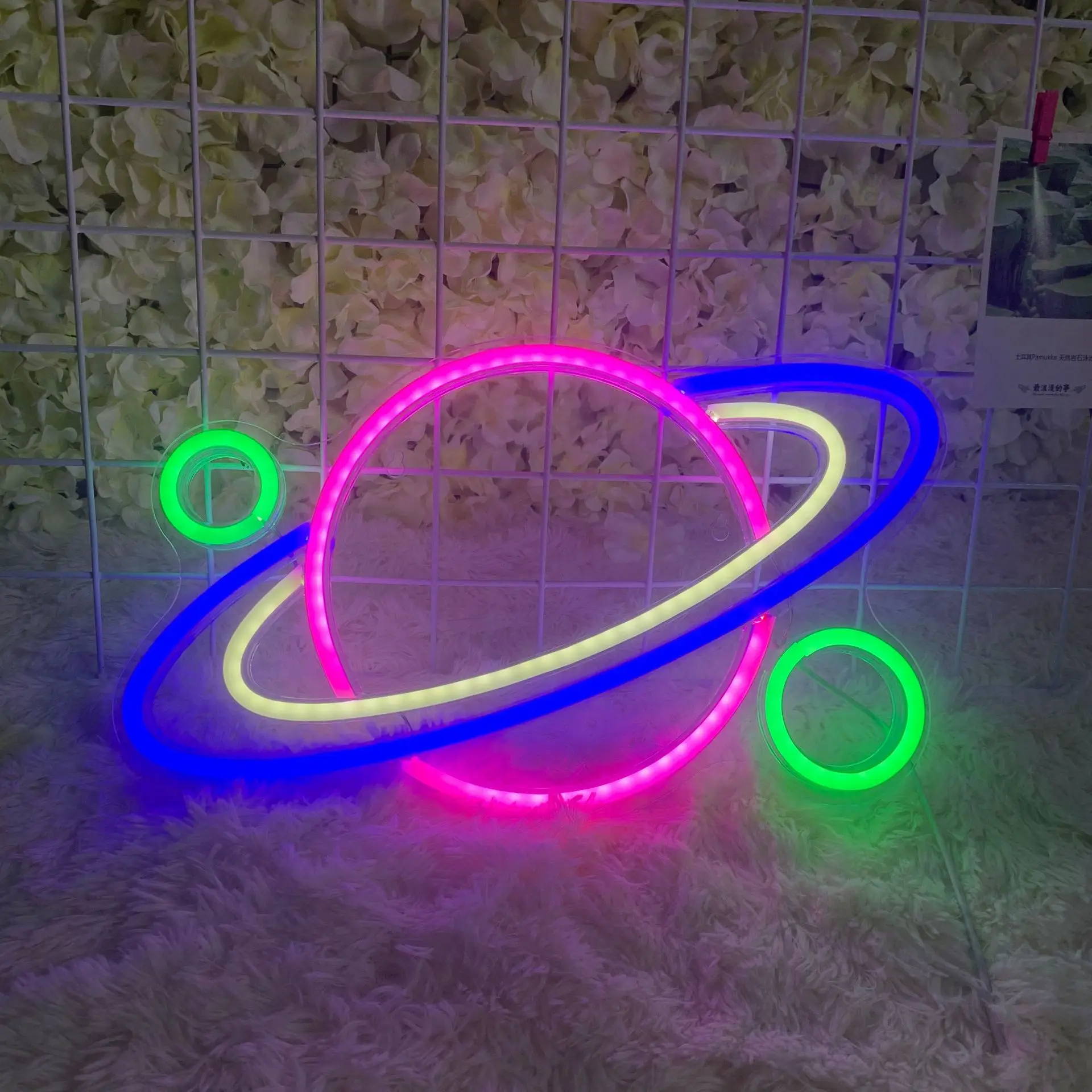 Planet-Neon-Signs-for-Bedroom-Wall-Decor-Colorful-Saturn-LED-Neon-Light ...