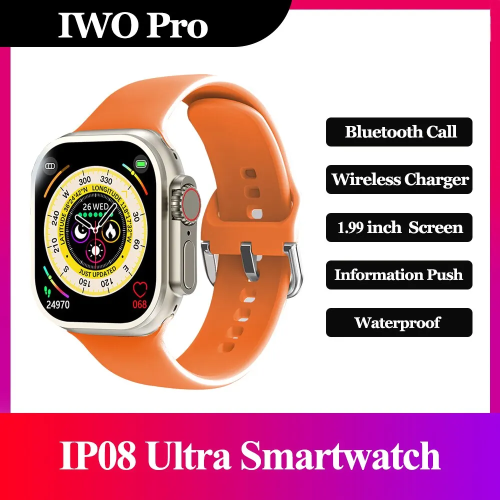 IP08 Ultra Smartwatch męski sportowy wodoodporny 1.99 Cal ekran HD ...