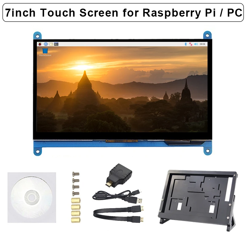 7 Polegada raspberry pi 4 tela de toque 1024*600 ips lcd 800*480 ...