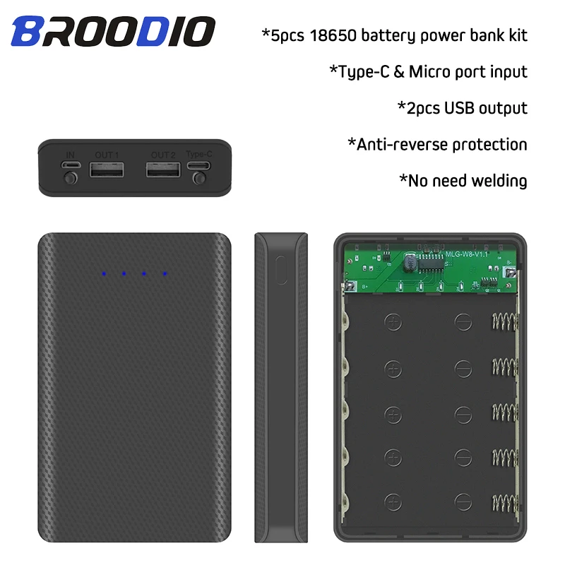파워 뱅크 케이스 배터리 디지털 디스플레이 파워 뱅크 배터리 없는 파워 뱅크 2 Usb 출력 하우징 용접 없음 5