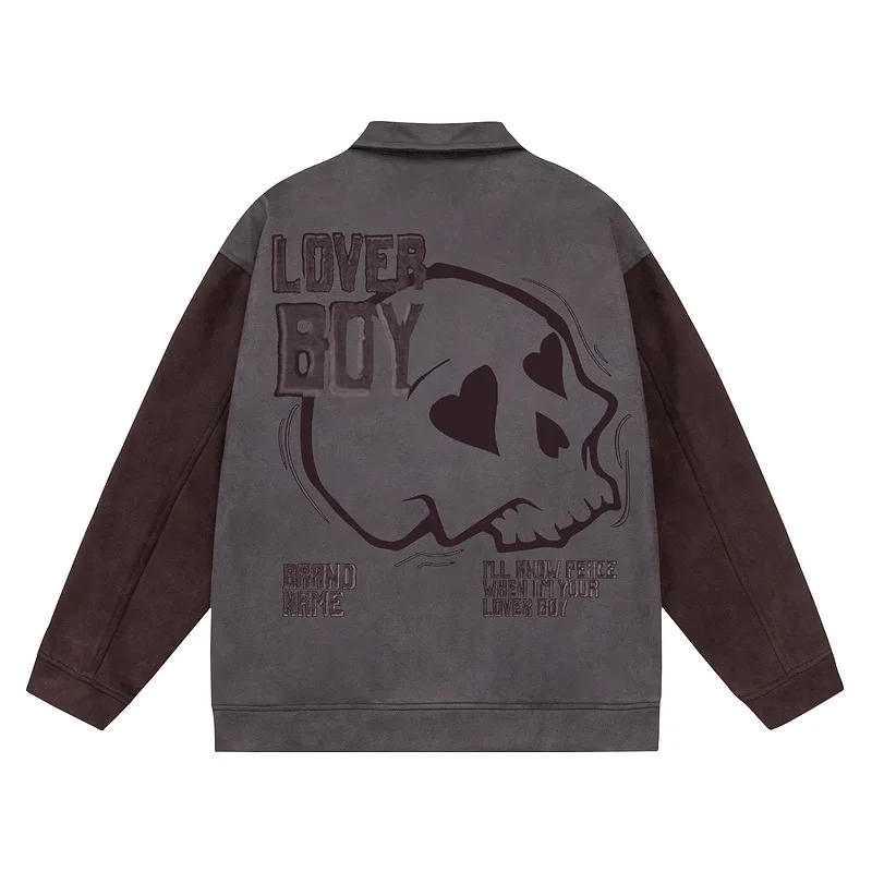 Gothic-Skeleton-Graphic-Print-Zip-Up-Jacket-Streetwear-Oversized-Loose ...