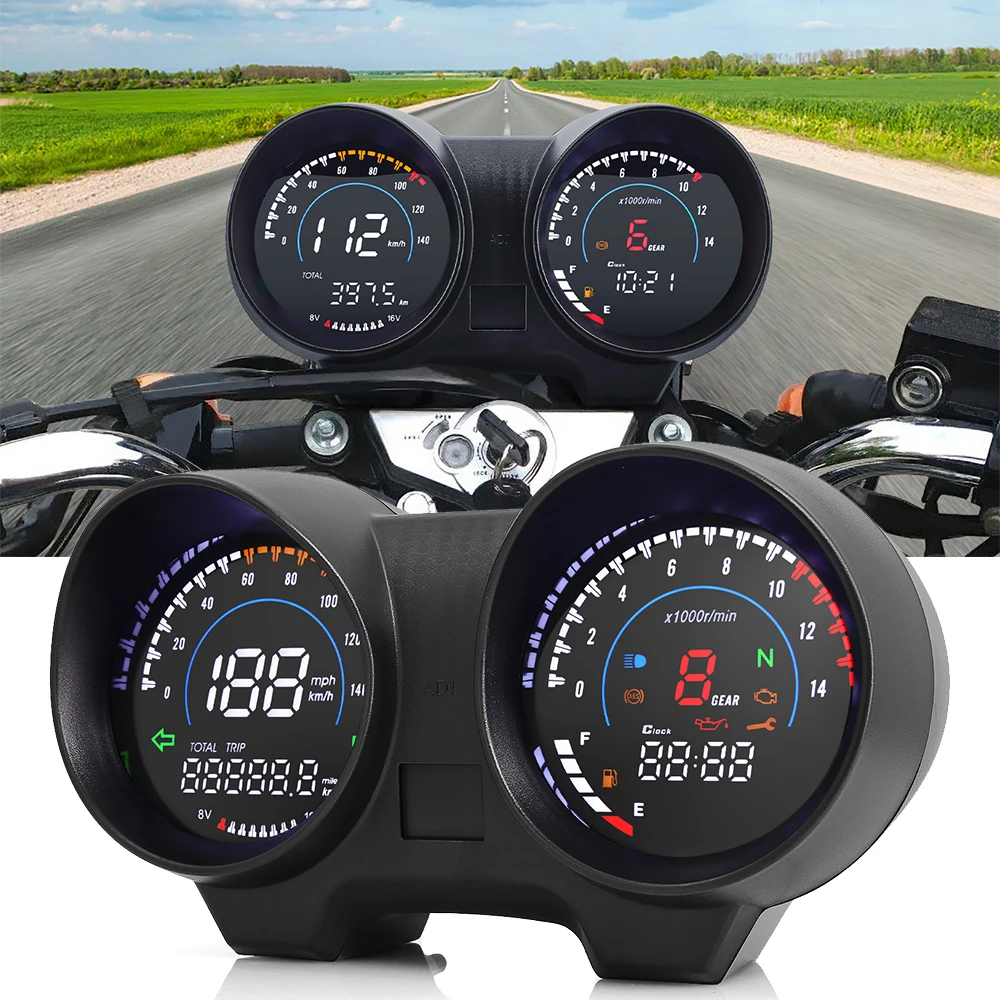LCD-Digital-Motorcycle-Speedometer-Moto-Speed-Gauge-mph-kmh-With ...