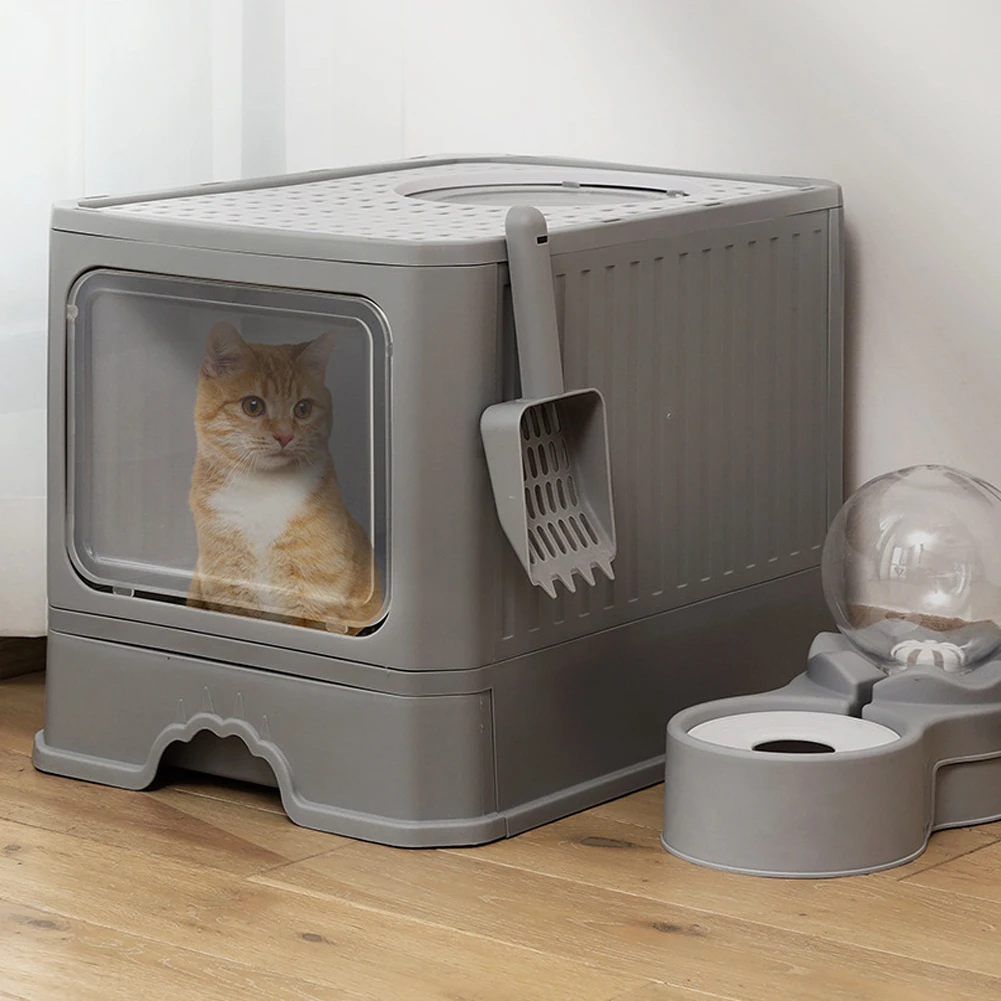 Fechado-Cat-Litter-Box-com-P-Anti-splash-Grande-Pet-Kitten-WC-Gaveta ...