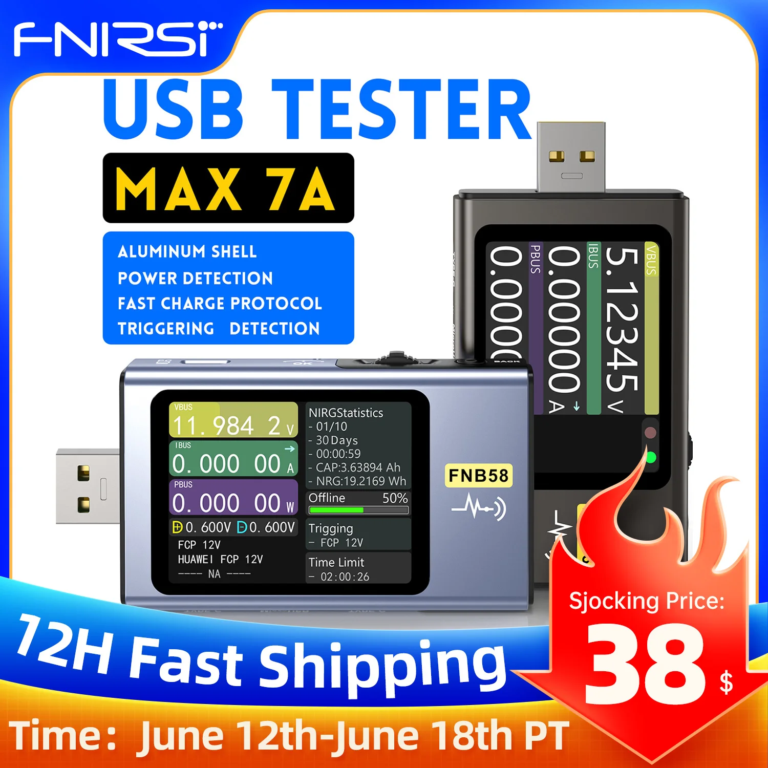 Power Meter Usb Detection | Tester Voltmeter Ammeter | Usb Tester Fnb58 ...