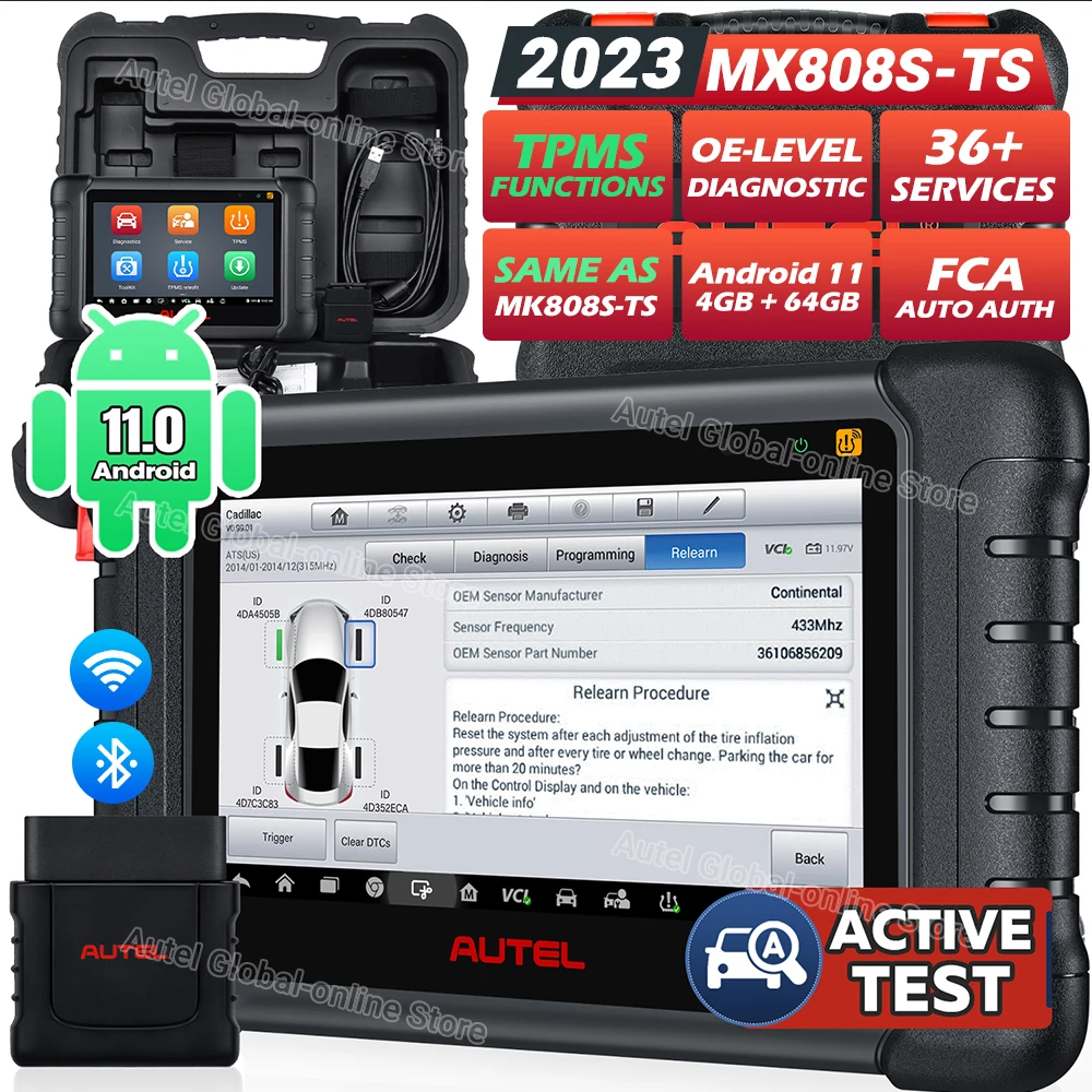 Autel MaxiCheck MX808S-TS TPMS Diagnostic Tools Bi-directional OBD2 ...