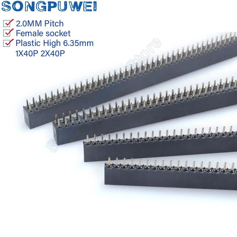 2-0-Single-Double-row-Female-socket-40-PIN-1X40P-2X40P-Connector ...