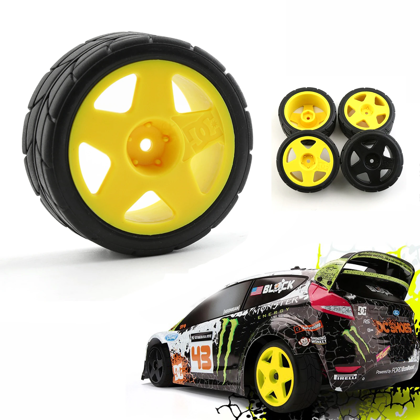 RS RC Racing Car Tires On Road Tyre Plastic Wheels for 1/10 Tamiya TT01 ...