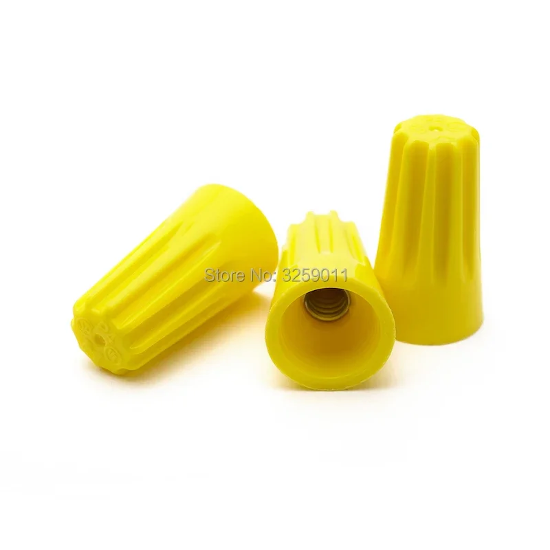 100PCS-Yellow-Wire-Twist-Nut-Electrical-Connector-Terminals-Cap-Spring ...