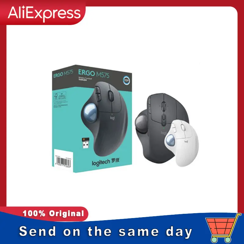 Logitech-rat-n-inal-mbrico-Original-M575-trackball-notebook-USB-oficina ...