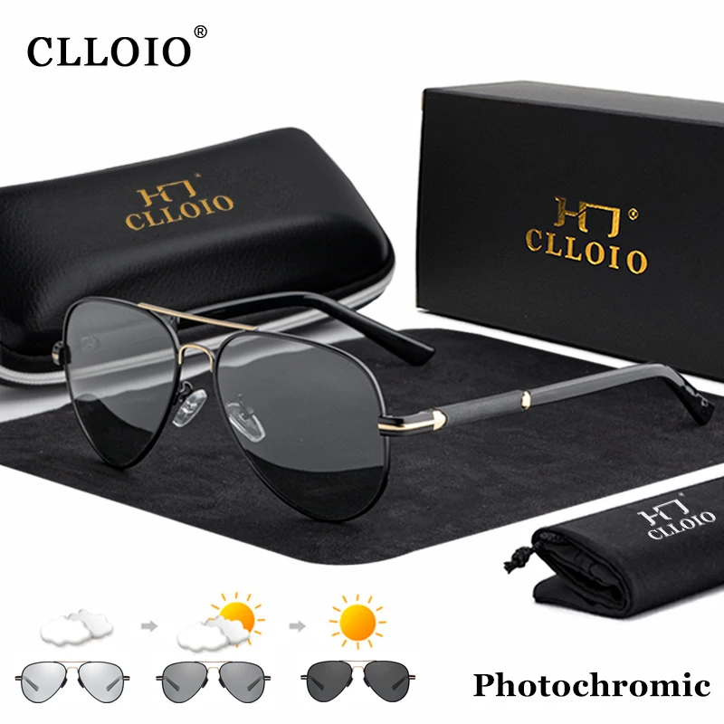 Clloio 2023 New Pilot Photochromic Sunglasses Men Women Classic