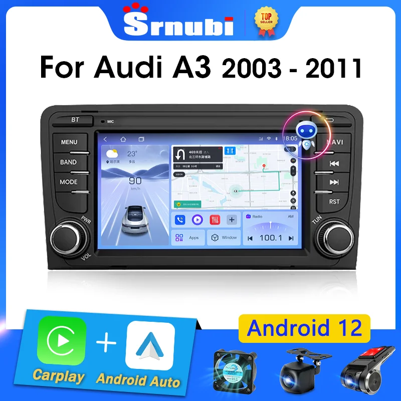 Srnubi-Android-12-Carplay-Car-Radio-for-Audi-A3-8P-2003-2011-S3-RS3 ...