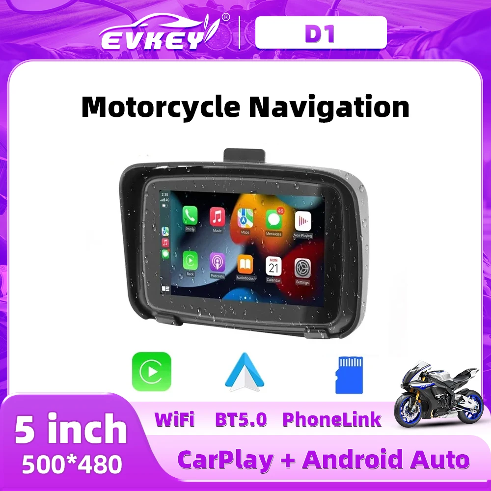 EVKEY-Portable-Motorcycle-Navigation-GPS-Wireless-Apple-CarPlay-Android ...