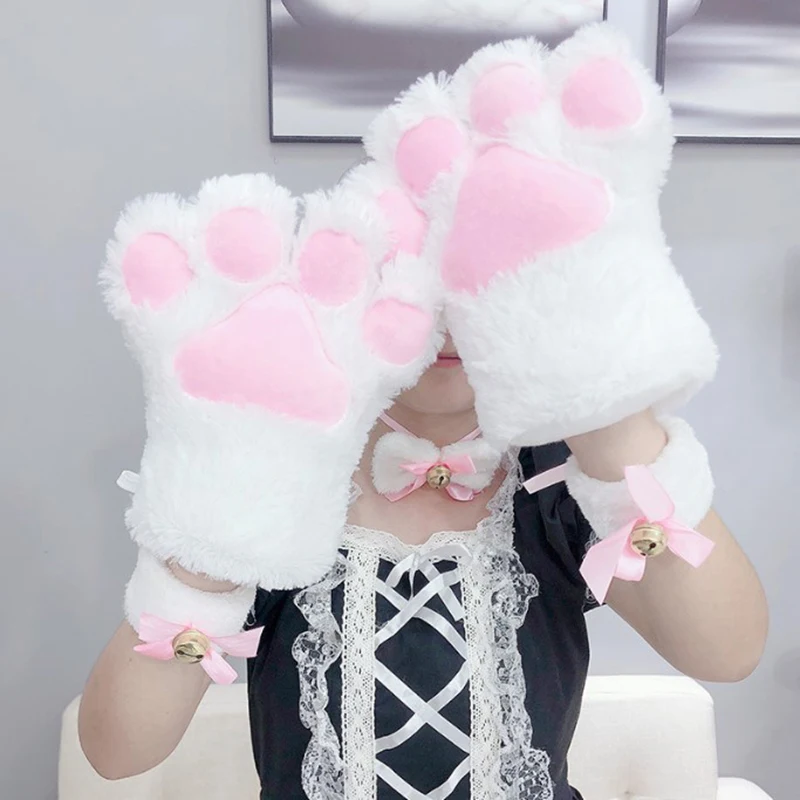 1 Pcs Cute Plush Cat Claw Gloves Japanese Kawaii Anime Cosplay Show ...