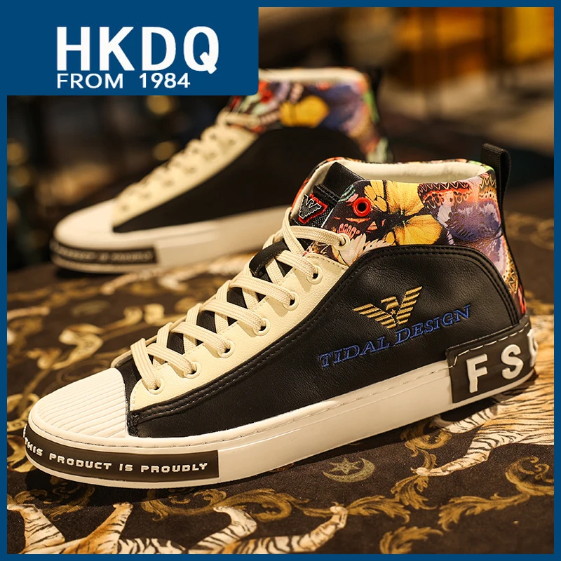 HKDQ-New-Luxury-Brand-Men-s-Sports-Shoes-Black-High-Top-Sneakers-Men ...