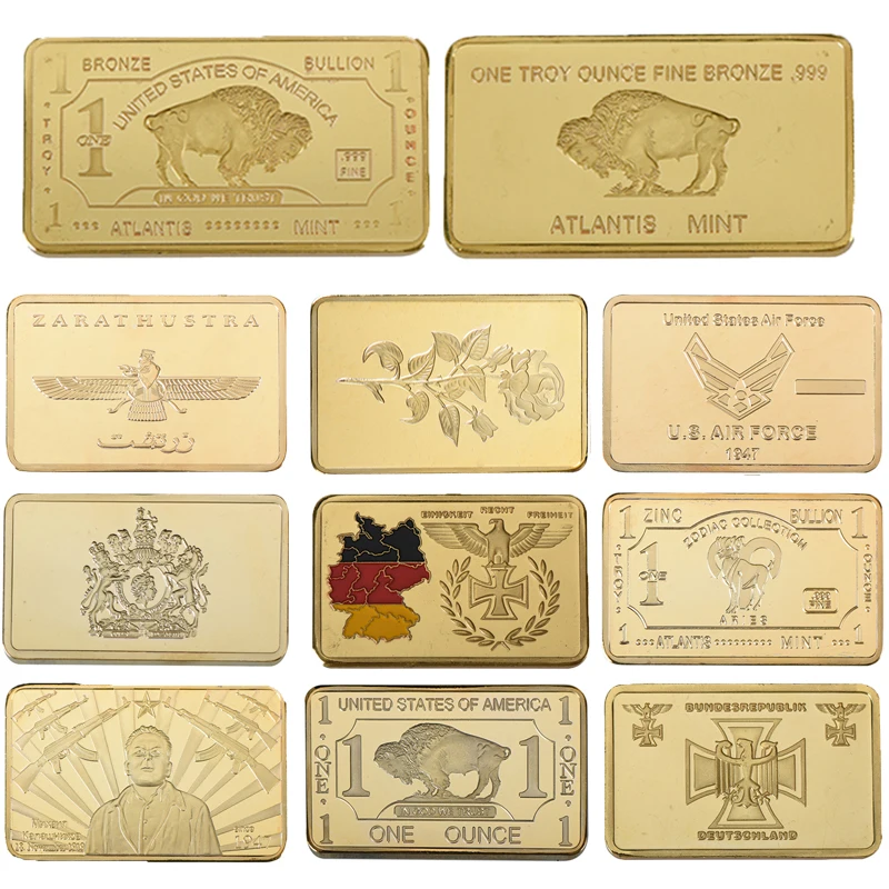 Gold/silver Gold Clad Bullion Bar Ingot Gold Layered Metal Art Bar ...