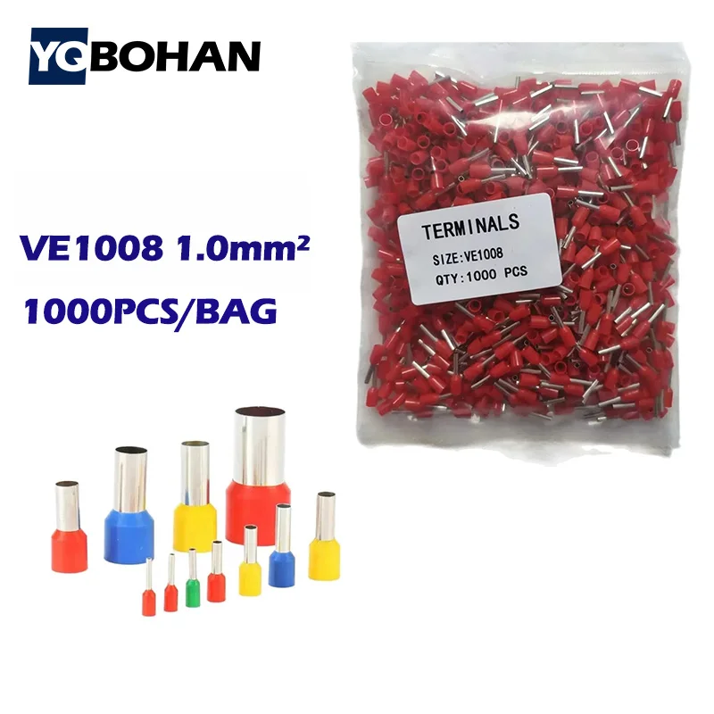 1000pcs-E1008-VE1008-1-0mm-Insulated-Ferrules-Terminal-Block-Cord-End ...