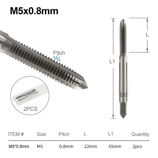 XCAN Thread Tap Set Right Hand Straight Flute Tap M3 M4 M5 M6 M7 M8 M10 ...