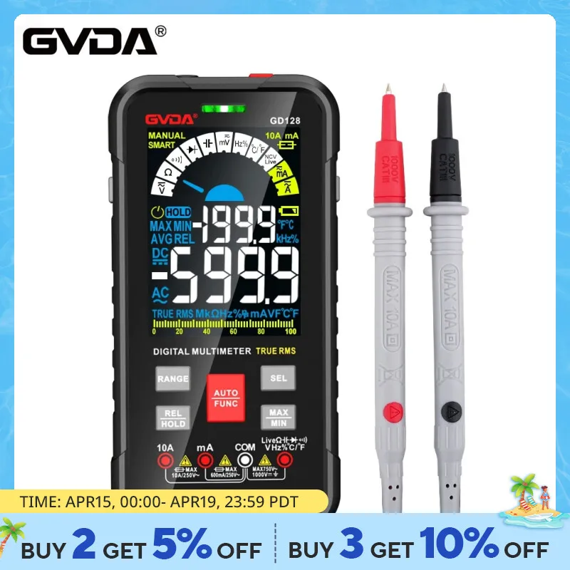 GVDA-New-9999-Counts-Digital-Multimeter-Smart-Auto-Range-1000V-10A ...