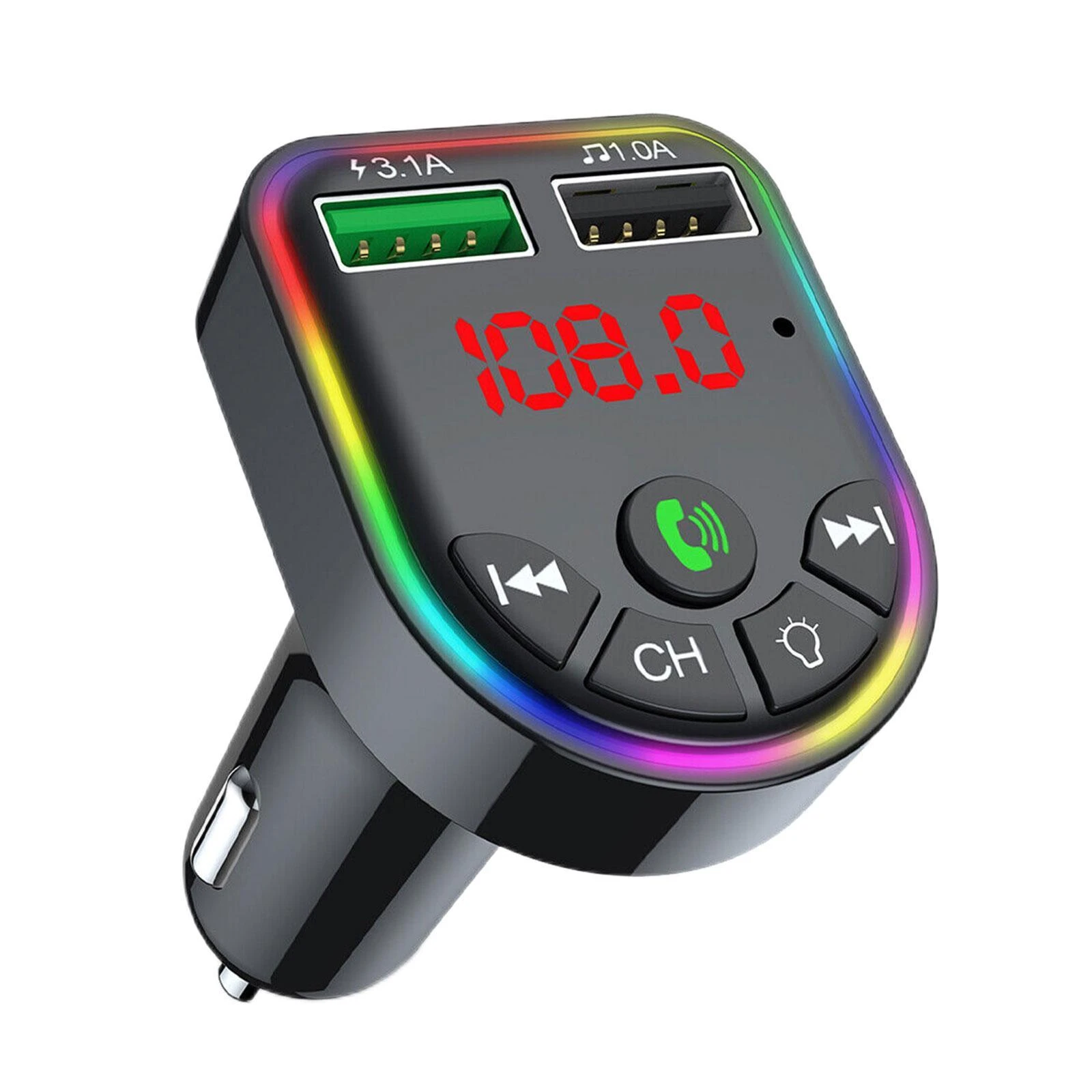 Ambient Light Bluetooth 5.0 Fm Transmitter Car Mp3 Player Wireless ...