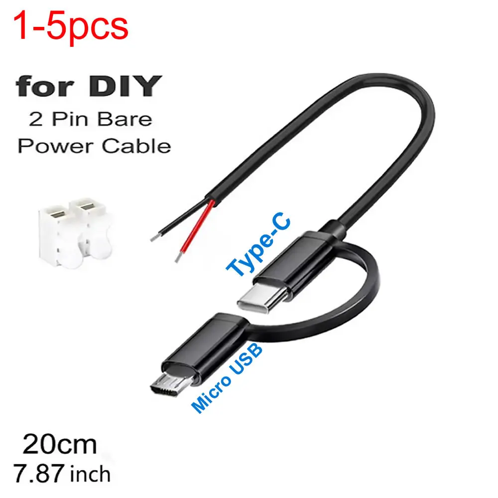 USB C 2 Pin Bare Wire Open End Power Cord, 2 Pin Pigtail to Type C ...